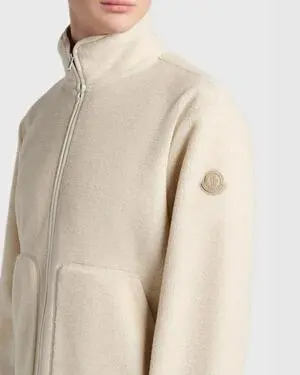 Moncler Apos;s Fleece Stand Collar Full-zip Cardigan - Beige