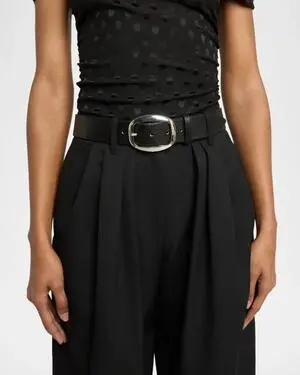 Isabel Marant Étoile Dara Large Buckle Leather Belt - Black/silv