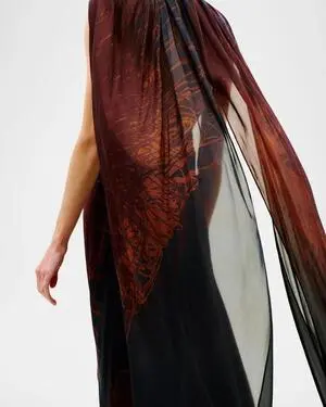 Silvia Tcherassi Sabina Maxi Dress With Cape - Navy