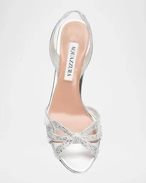 AQUAZZURA 85mm Ribbon Kiss Metallic Leather Sandals