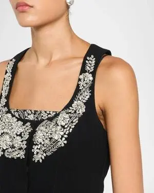 Cinq À Sept Aliana Embellished Cropped Vest - Black/clea