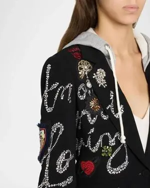 Cinq À Sept Greatest Hits Embellished Hybrid Blazer - Black/hea