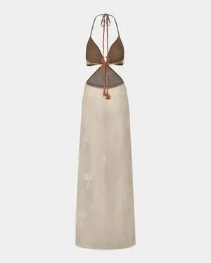 Johanna Ortiz Playa Grande Ebb And Flow Cotton Maxi Dress - Ecru
