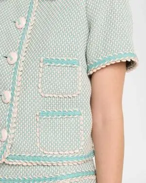 MAISON COMMON Short-sleeve Cotton Tweed Jacket - Mint