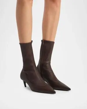 Khaite Valerie 55mm Leather Ankle Boots - Chocolate