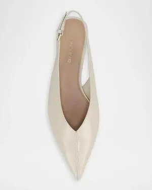Veronica Beard 40mm Pamela Leather Slingback Pumps - Limestone