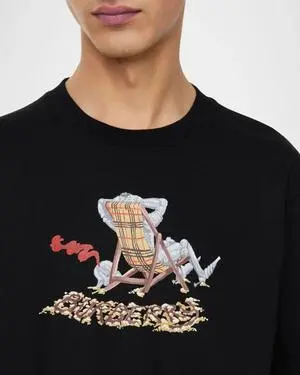 Burberry Apos;s Ryan Equestrian Knight Artwork Crewneck T-shirt - Black