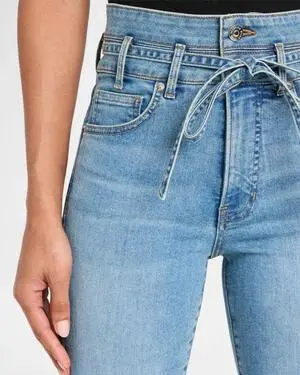 Veronica Beard Beverly Belted High-rise Flare Jeans