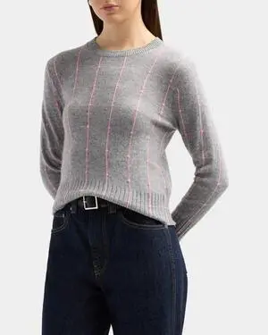 Guest In Residence Shrunken Checkered Cashmere Sweater - Heathergre
