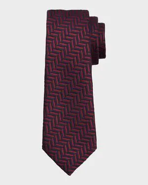 Giorgio Armani Apos;s Geometric Herringbone Tie - Red