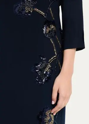 Rickie Freeman For Teri Jon Floral Sequin Godet Gown