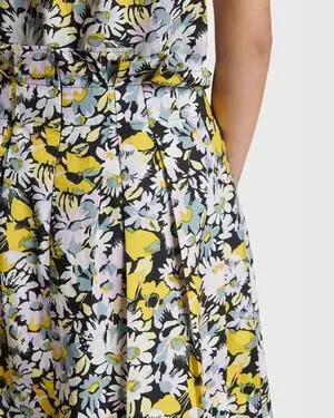 Marni Floral Cotton Midi Skirt - Maize