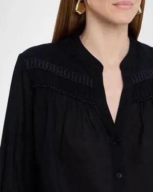 NILI LOTAN Clarys Cotton Voile Top - Midnight