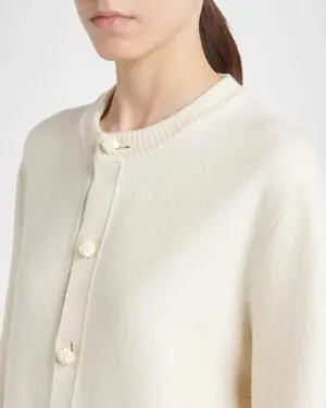 Bottega Veneta Intrecciato Button Fringed Wool Crewneck Cardigan