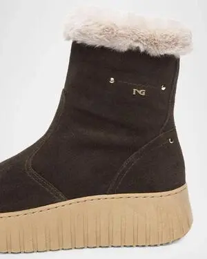 NEROGIARDINI Platform Suede Ankle Boots - Chocolate