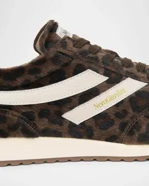 NEROGIARDINI Retro Calf Hair Runner Sneakers - Leopard