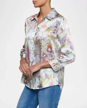 L & APOS;AGENCE Butterfly-print Silk Charmeuse Blouse - Multi Baro