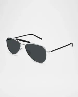 Saint Laurent Apos;s Sl 864-002 Metal Aviator Sunglasses - Silver