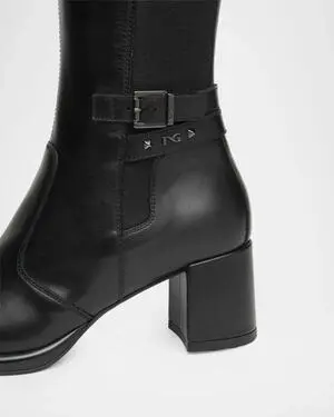 NEROGIARDINI 60mm Buckle Strap Leather Knee-high Boots