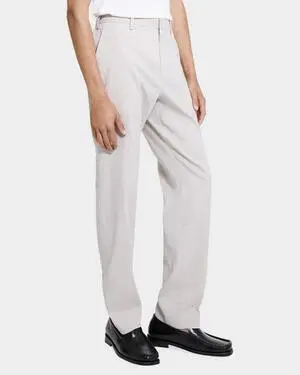 Theory Apos;s Organic Linen Straight Leg Flat-front Trousers - Slvr Cloud