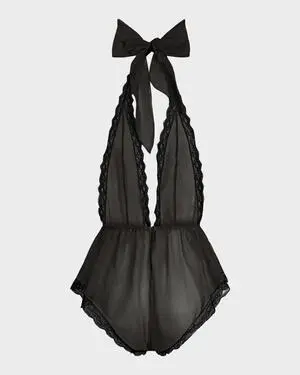 Dolce & Gabbana Lace-trim Plunging Halter Bodysuit