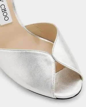 JIMMY CHOO 85mm Sacora Metallic Leather Ankle-strap Sandals - Silver