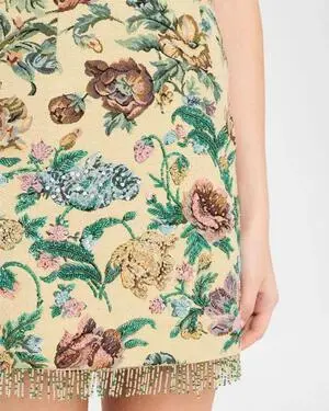 Kobi Halperin Celia Floral Fringe Cotton-blend Miniskirt - Multi