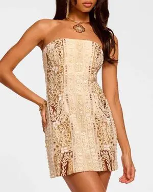 Ramy Brook Doris Strapless Beaded Mini Dress