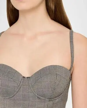 L & APOS;AGENCE Sonya Plaid Bustier Top - Beige/black