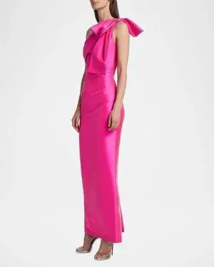 SACHIN BABI Bonnie One-shoulder Satin Gown - Fuschia