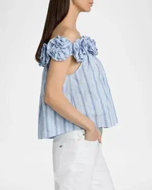 Cinq À Sept Kelsey Striped Off-the-shoulder Top