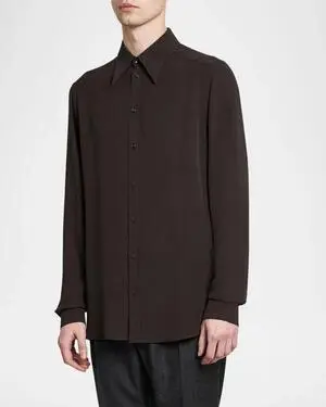 Dolce & Gabbana Point Collar Silk Shirt - Ebano