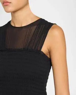 Ramy Brook Mila Smocked Silk Midi Dress