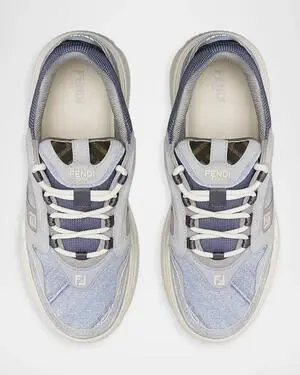 Fendi Apos;s Force Denim Chunky Low-top Sneakers - Blue Multi