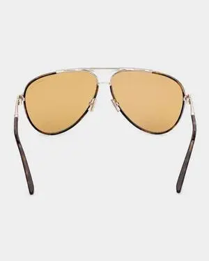TOM FORD Apos;s Rupert 02 63mm Metal & Acetate Aviator Sunglasses - Brown