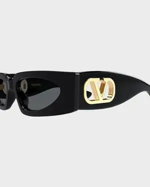 Valentino Garavani Vlogo Signature 53mm Rectangular Sunglasses