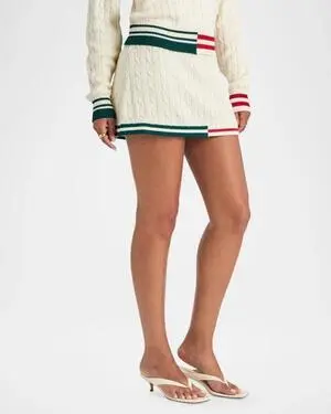 SEROYA Pearson Cable-knit Mini Skirt