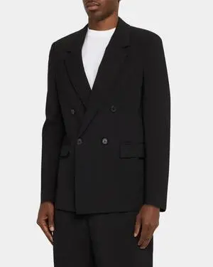 FRAME Apos;s Tropical Wool Double-breasted Blazer - Black