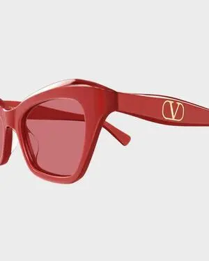 Valentino Garavani Vlogo Signature 52mm Cat-eye Sunglasses - Red