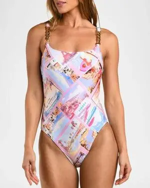 L & APOS;AGENCE Remi Postcard One-piece Swimsuit - Multi