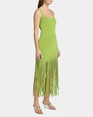 TOCCIN Roxanne Scoop-neck Mini Dress With Fringe