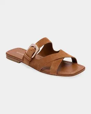 STUART WEITZMAN Sai Suede Slide Sandals - Doe