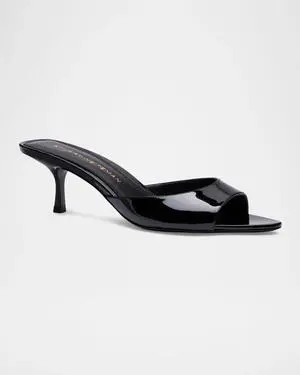 STUART WEITZMAN 50mm Lexington Patent Leather Mules - Black