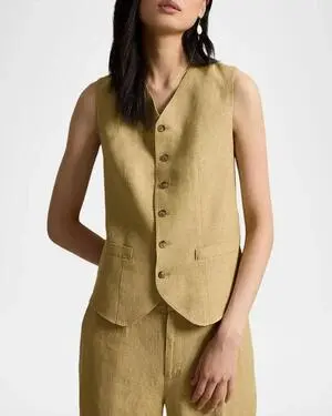 Polo Ralph Lauren Delave Linen Vest - Camel