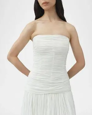 Simkhai Danielle Strapless Crinkle Jersey Bustier Gown