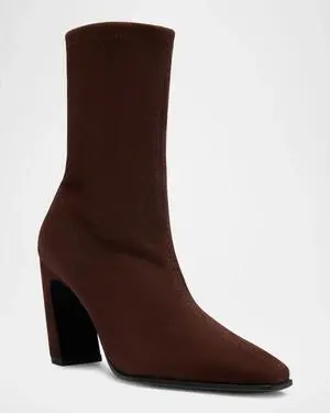 STUART WEITZMAN Stassi 85mm Stretch Booties - Walnut