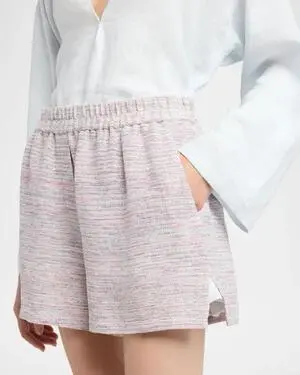Giorgio Armani Linen Knit Pull-on Shorts - Solid Ligh