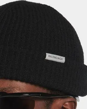 Balenciaga Logo Wool Beanie - Graphitner