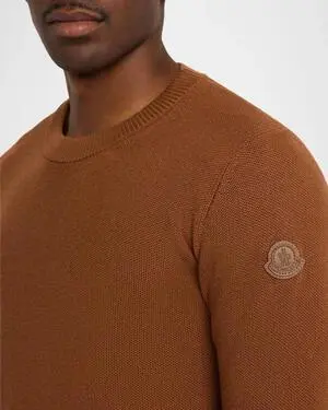 Moncler Apos;s Wool Knit Crewneck Sweater - Bison