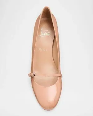 CHRISTIAN LOUBOUTIN 55mm Jane Nina Patent Leather Mary Jane Pumps - Blush